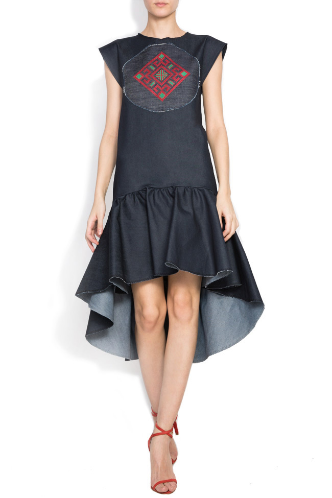 Maressia | Rochie din denim de bumbac brodata | WE LOVE COUTURE